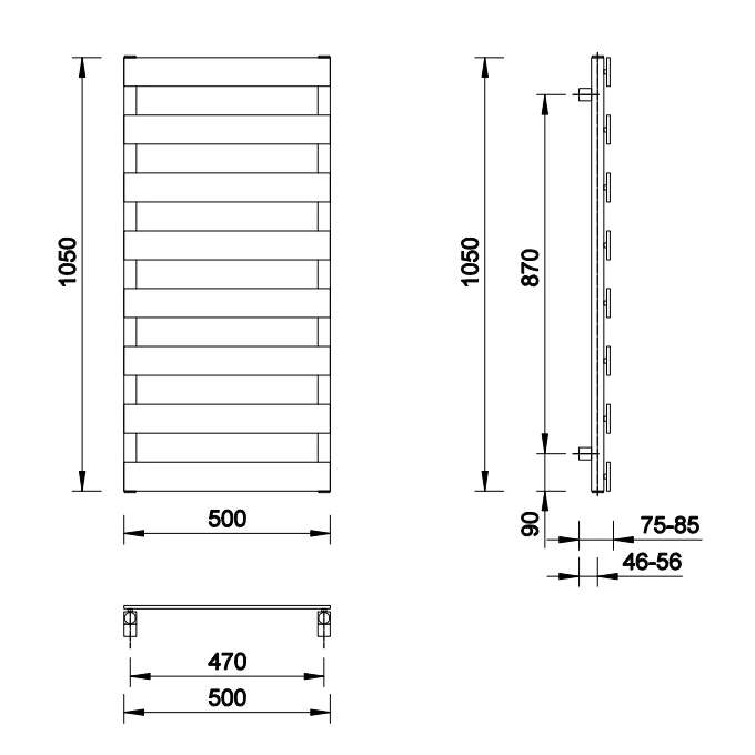 Emporia OTUS grzejnik 105x50cm moc 370W biały zasilanie dolne OTUS1050-500-BZD - sklep ...