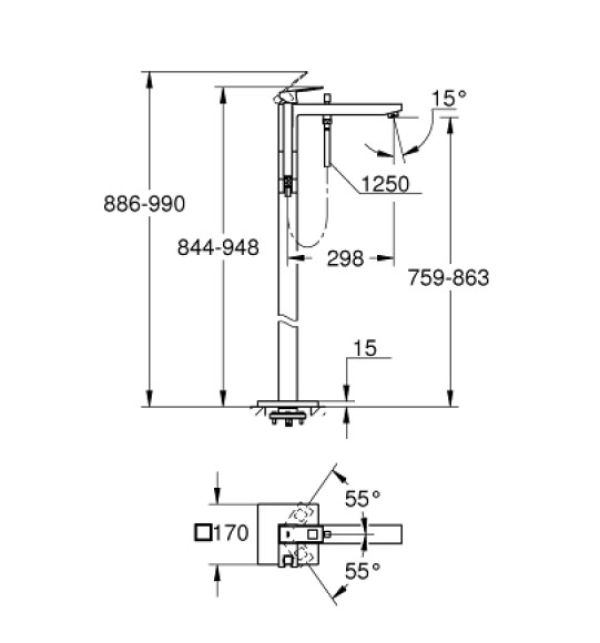 Grohe Eurocube bateria wolnostojąca chrom 23672001 - sklep ...
